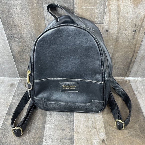 Bags | Black Faux Leather Designer Mini Backpack Juicy Couture | Poshmark